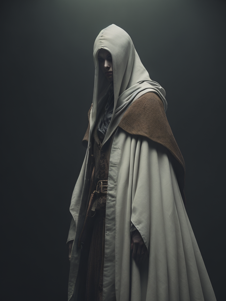Lumenor AI Image Generation - faceless white clothed wizard