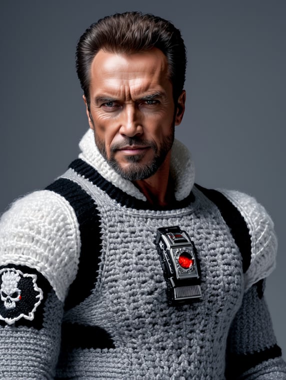 Premium Free ai Images | terminator wearing very hirsute crocheted ...
