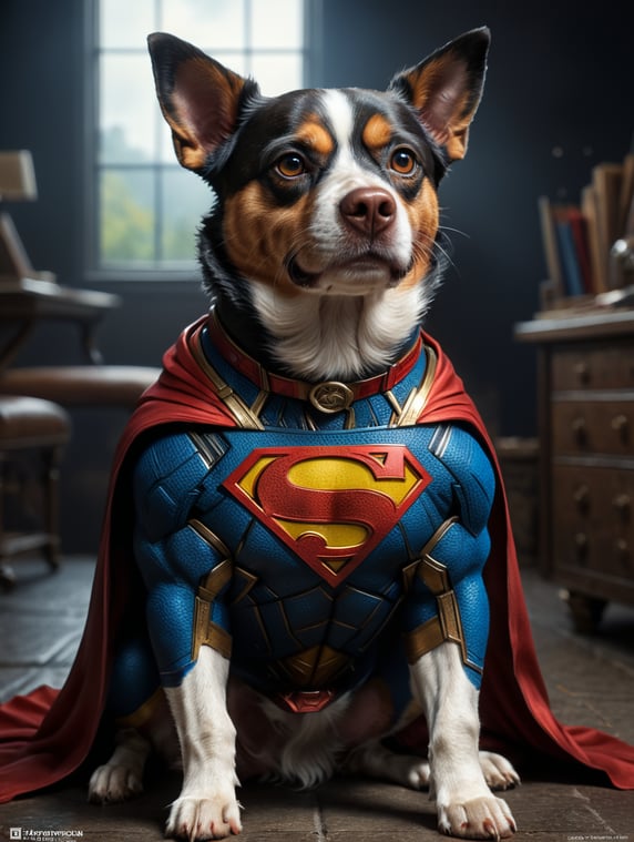 Premium Free ai Images | small breed dog as superman