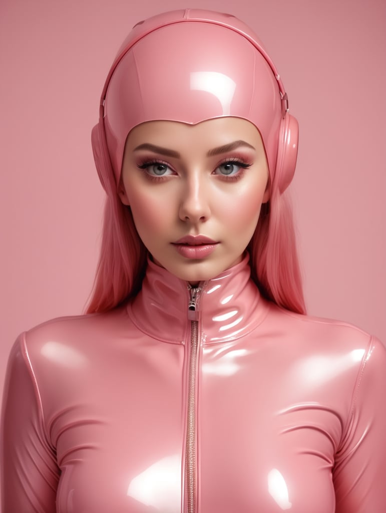 Premium Free ai Images | girl in pink latex suit