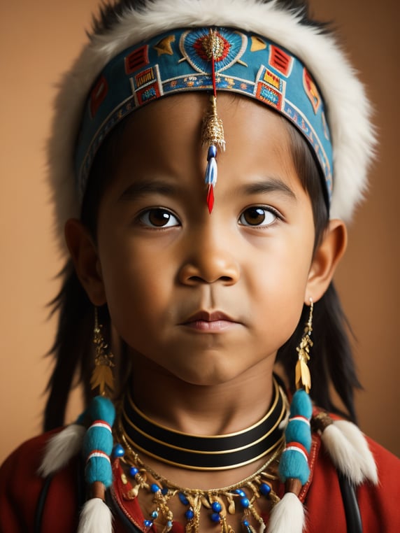 Premium Free ai Images | native american boy years old in national dress