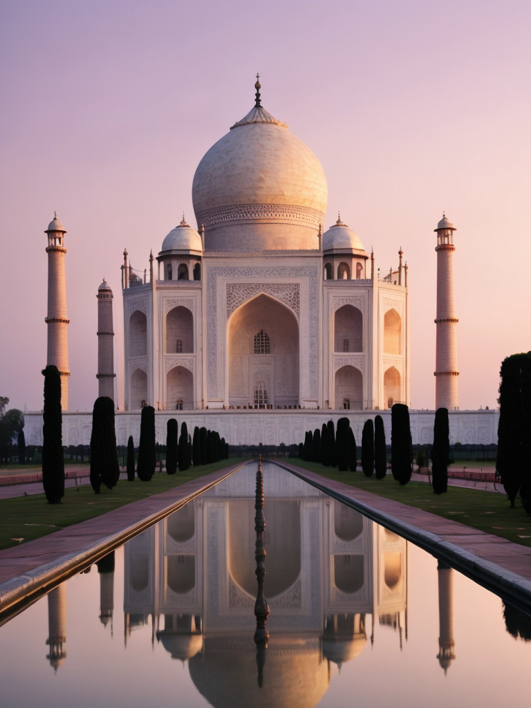 Lumenor AI Image Generation - taj mahal pink purple sunset