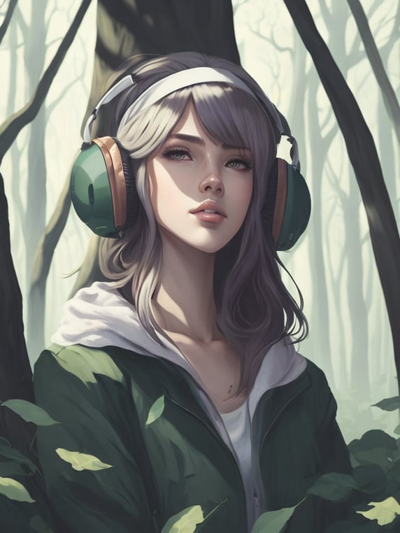 Premium Free Ai Images Beautiful Girl Listening To Relaxing Music