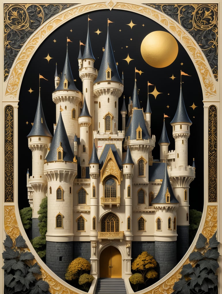 Premium Free ai Images | fairy tale castle architecture in two tone ...