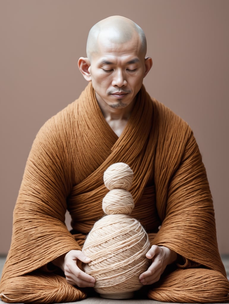 Premium Free ai Images | monk made out of yarn