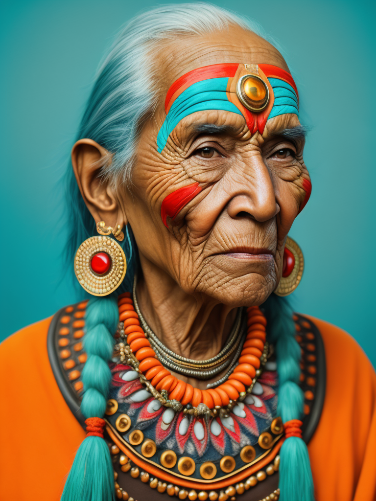 Lumenor AI Image Generation - native american old woman in national dress