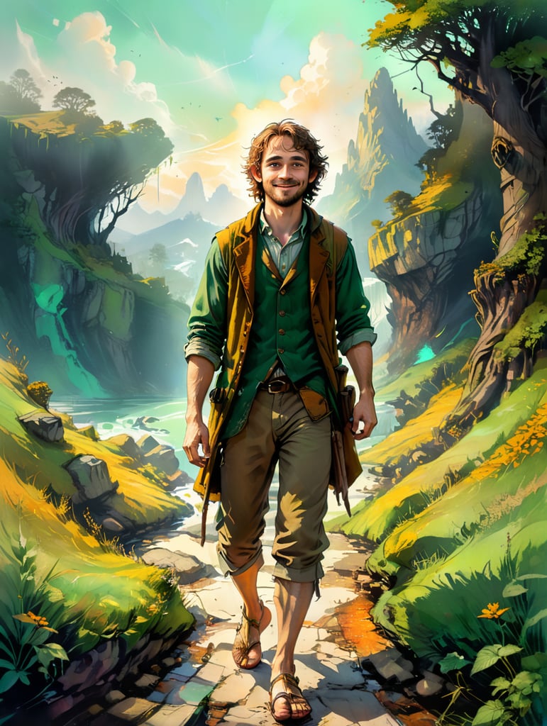 Premium Free ai Images | hobbit man barefoot weed pipe male man short ...
