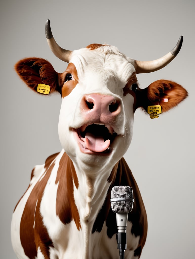 Premium Free ai Images | lose up portraits laughing hysterical cow with ...