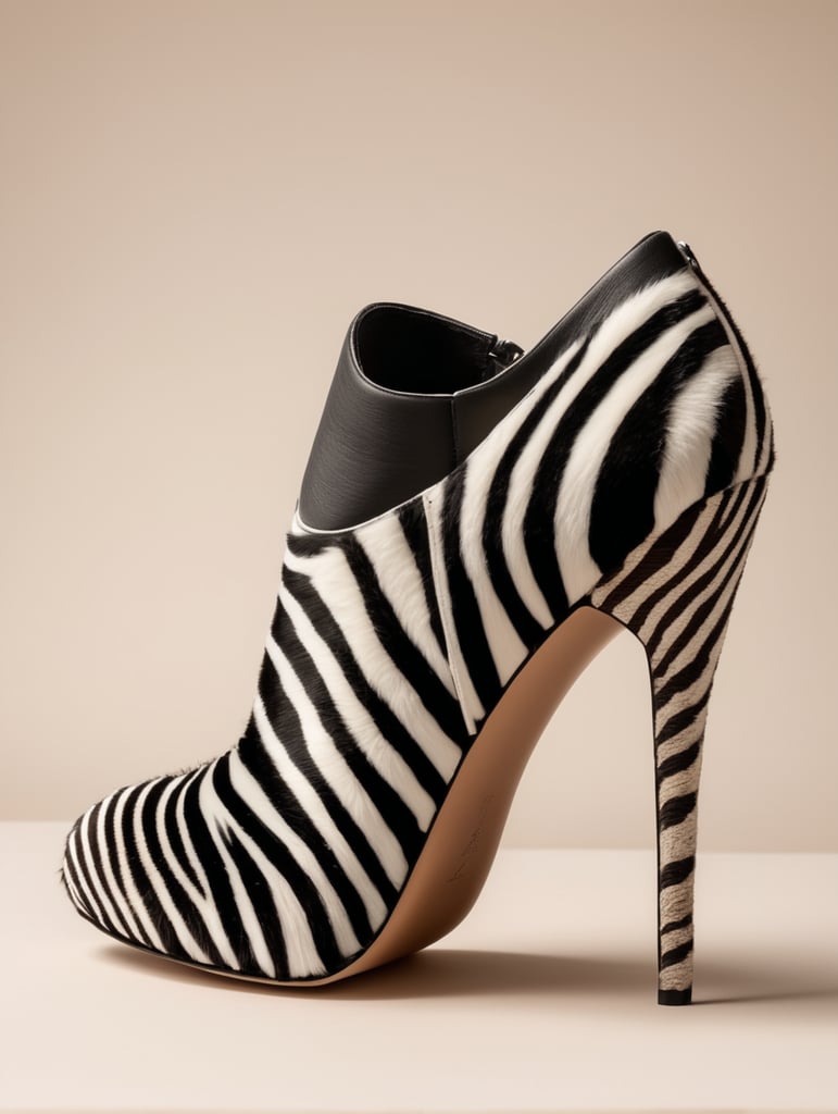 Premium Free ai Images | high heeled shoe made from zebra fur