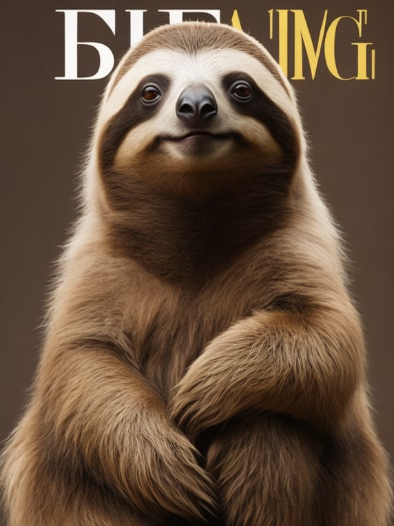 Premium Free ai Images | sloth on the cover of fashion magazine