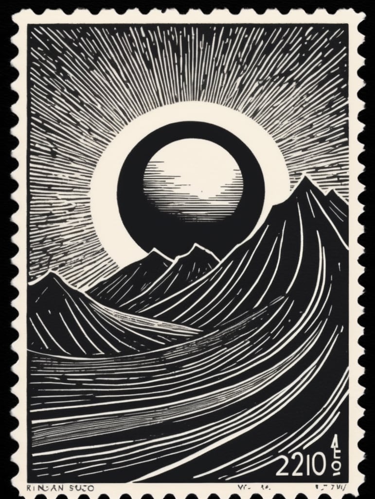 Premium Free ai Images | black and white linocut postage stamp angry ...