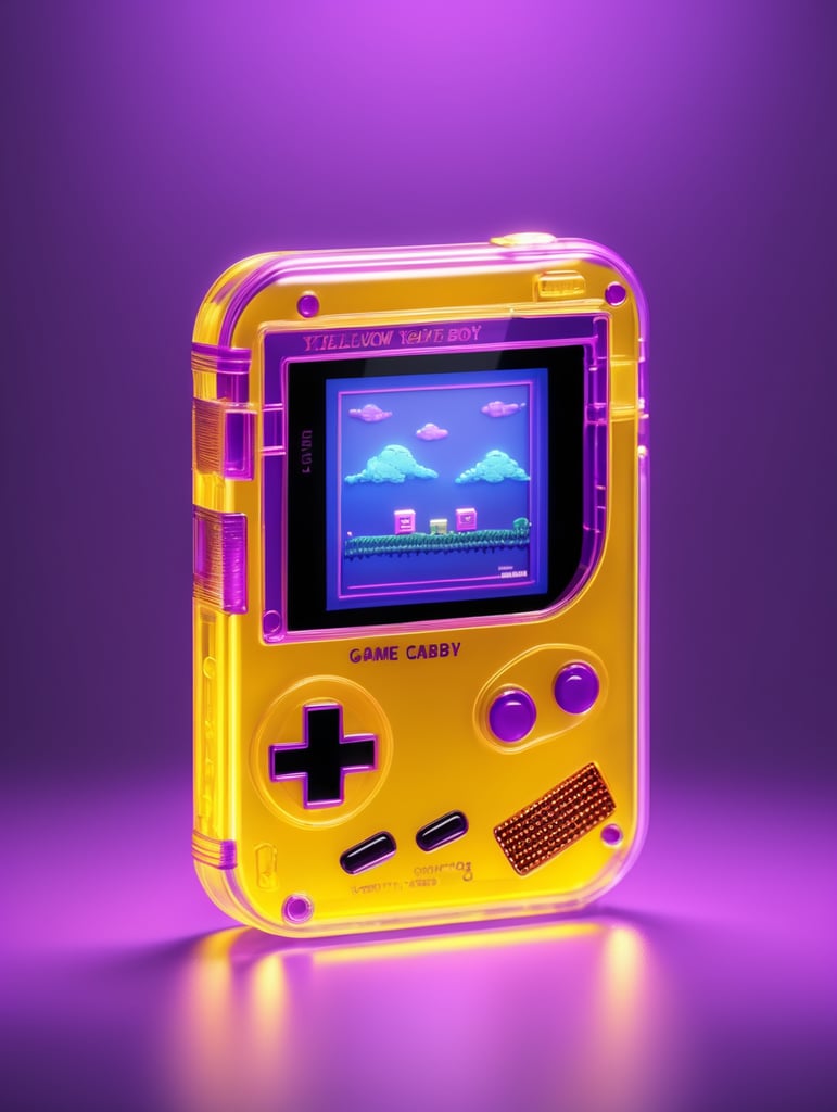 Premium Free ai Images | render retro tiny cute yellow game boy ...
