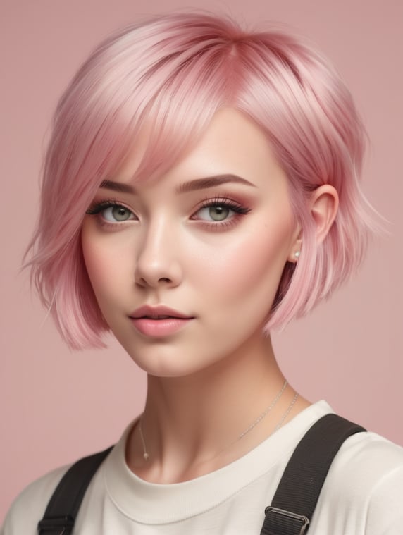Premium Free ai Images | short girl with pink skin and short pink hair