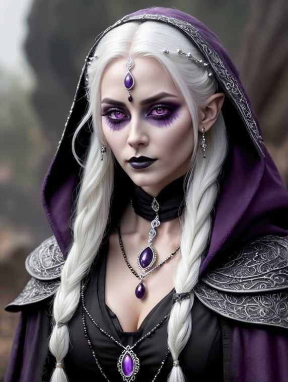 Premium Free ai Images | stunning elven drow woman with purple skin ...