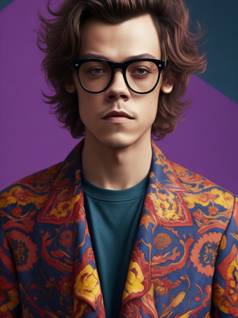 Premium Free ai Images | harry styles wearing brightly patterned jacket ...