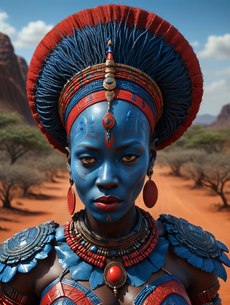 Premium Free ai Images | blue african woman red