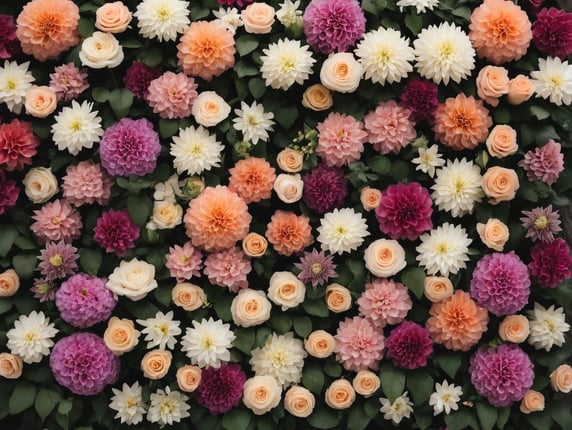 Premium Free ai Images | wall of different sorts of flowers differnt ...