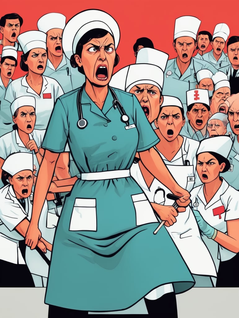 Premium Free ai Images | an angry nurse illustration flat style france ...