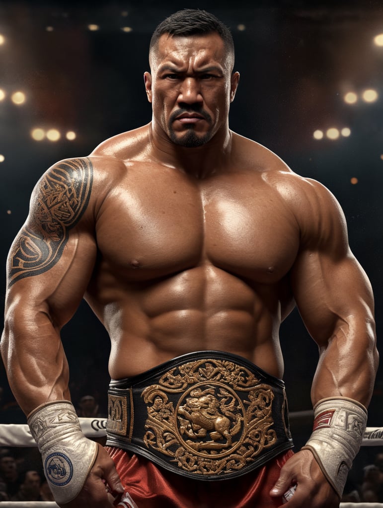 Premium Free ai Images | muscle man boxing logo samoan pacific islander