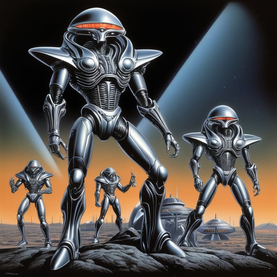Premium Free ai Images | ufo heavy metal art alien de hierro ...