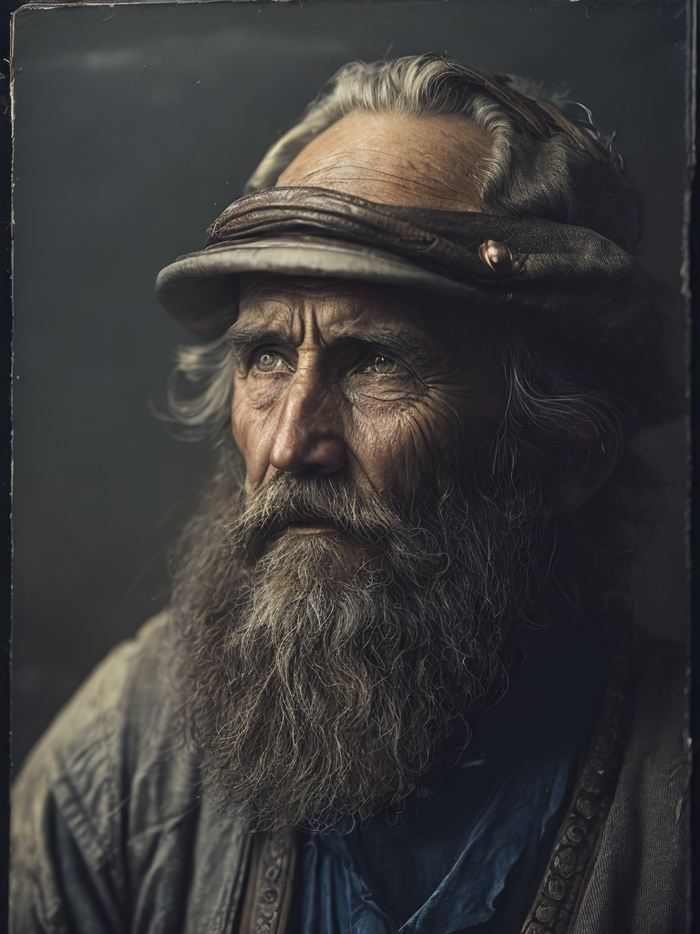 Lumenor AI Image Generation - wet plate photograph of grizzled old sea ...