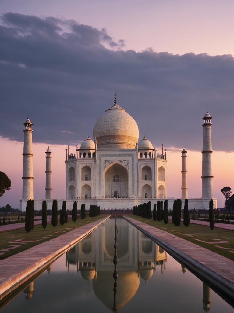 Lumenor AI Image Generation - taj mahal pink purple sunset