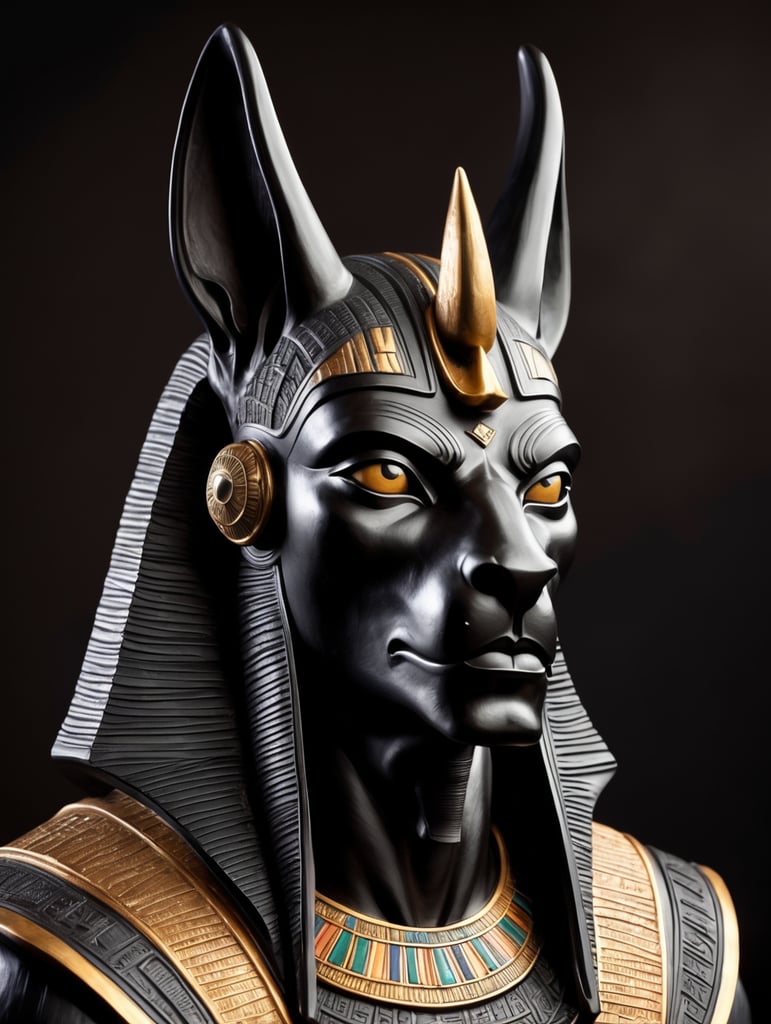Premium Free ai Images | egyptian god anubis statue carved black wood ...