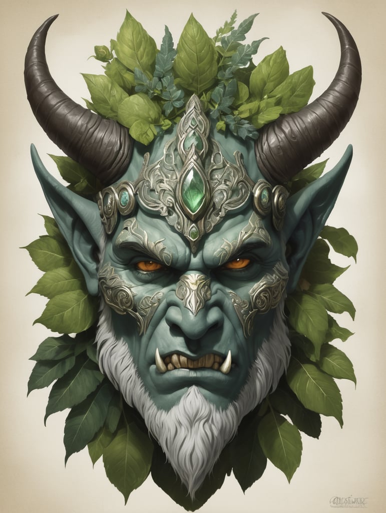 Premium Free ai Images | half orc druid with mask