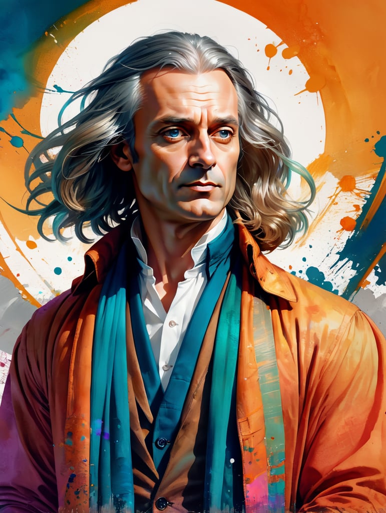 Premium Free ai Images | standing centered portrait of isaac newton ...