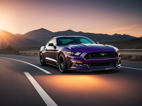 Premium Free ai Images | purple ford mustang on the highway speeding ...