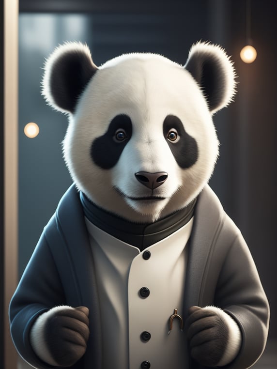 Premium Free ai Images | cute white panda look like human stylized as ...