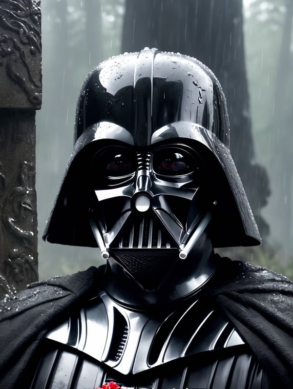 Premium Free ai Images | darth vader with half his mask in his face ...