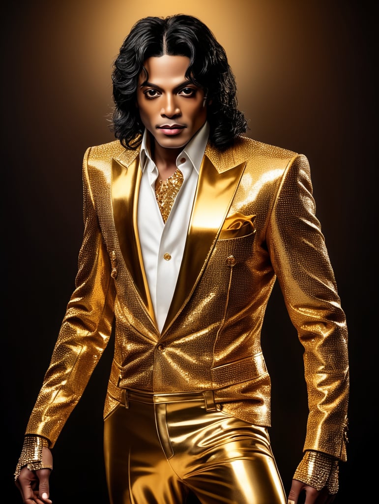 Premium Free ai Images | portrait of michael jackson dressed in golden ...