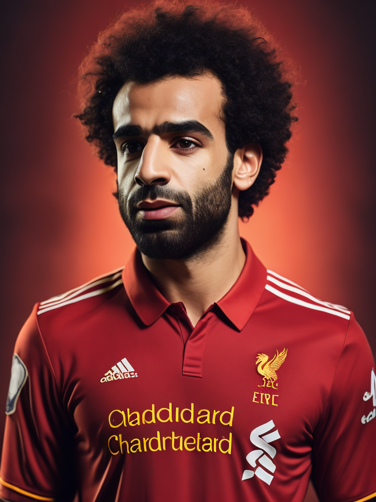 Premium Free ai Images | mohamed salah portrait in red liverpool ...