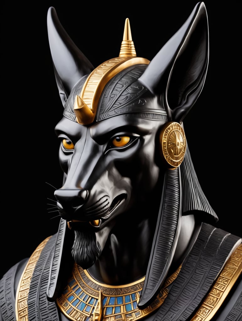 Premium Free ai Images | egyptian god anubis statue carved black wood ...