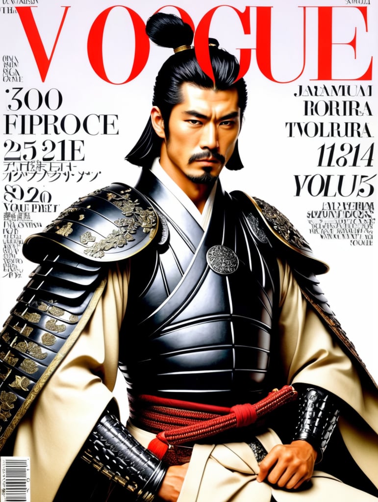 Premium Free ai Images | japanese samurai on the cover of vogue