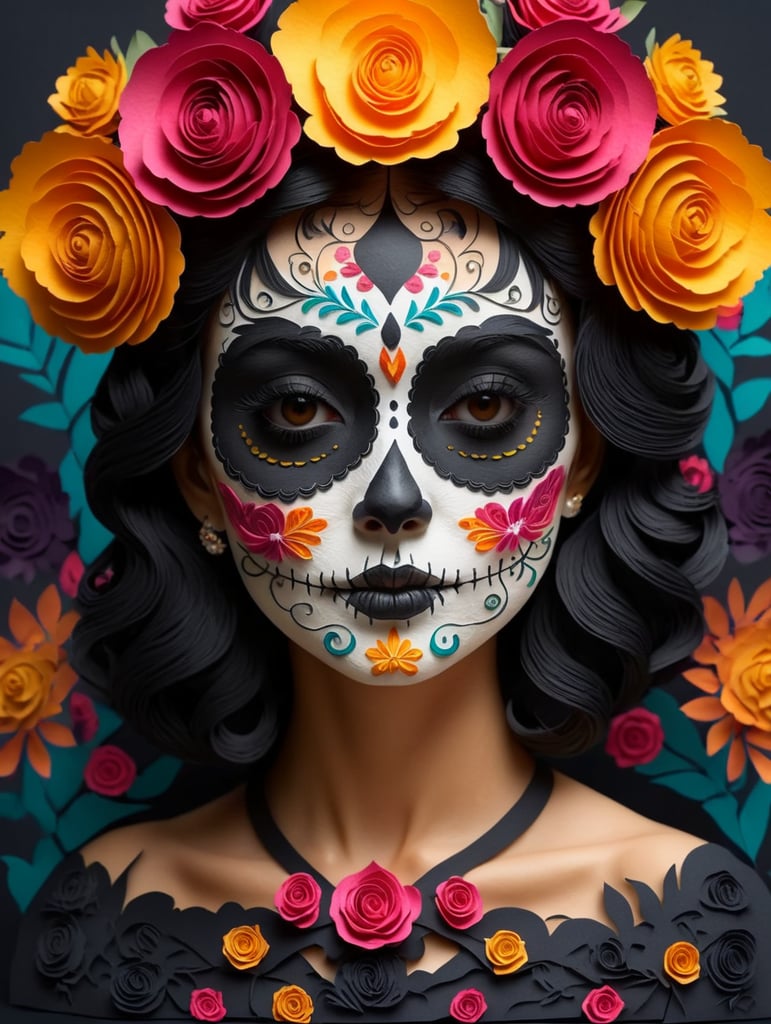 Premium Free ai Images | portrait of mexican beautiful catrina with ...