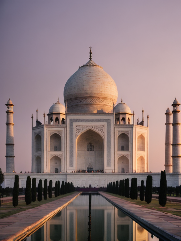 Lumenor AI Image Generation - taj mahal pink purple sunset