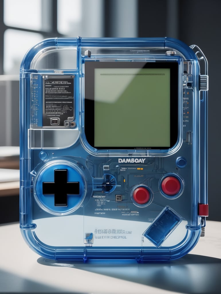 Premium Free ai Images | see through blue translucent game boy designed ...