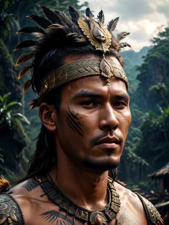 Premium Free ai Images | man dayak tribe cultural with dress ...