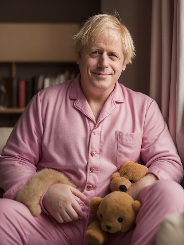Lumenor AI Image Generation - boris johnson in pink pajamas smiling ...