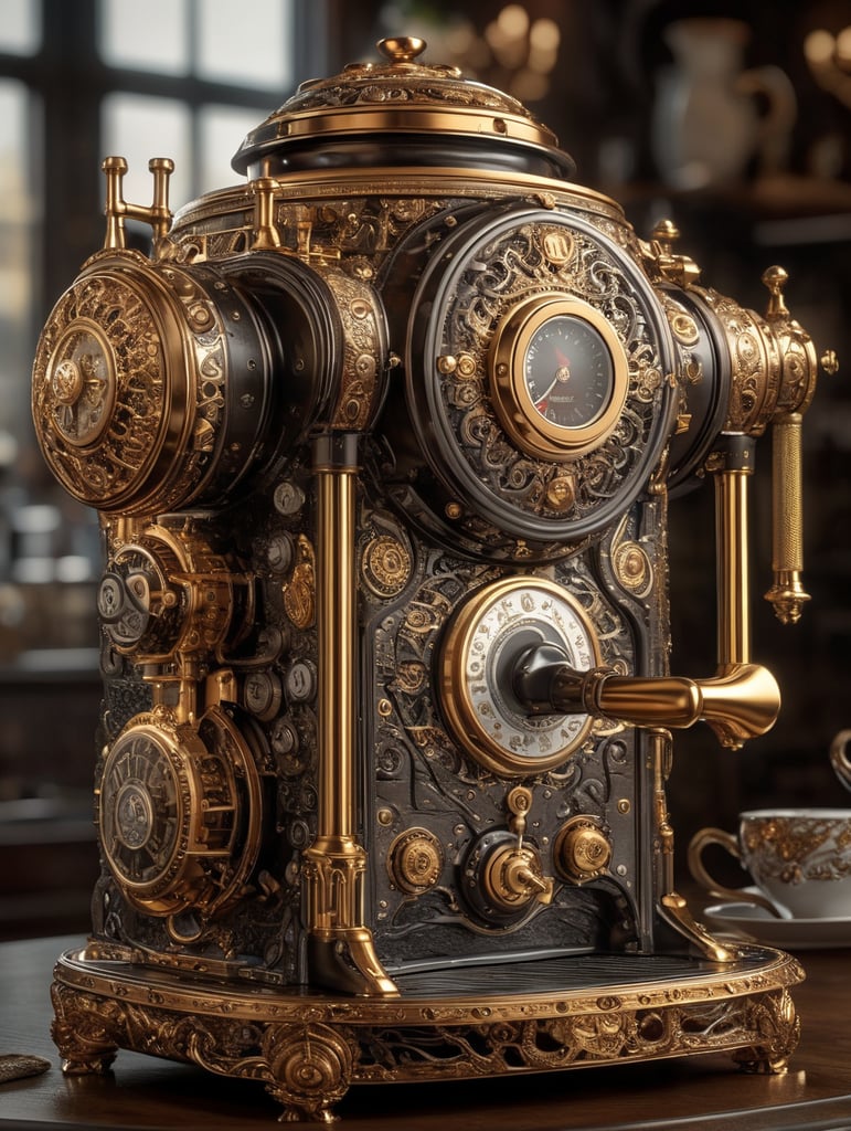 Lumenor AI Image Generation - coffee maker made in steampunk style ...