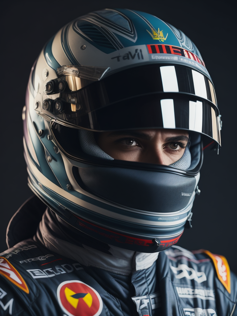 Lumenor AI Image Generation - formula driver with helmet and costume