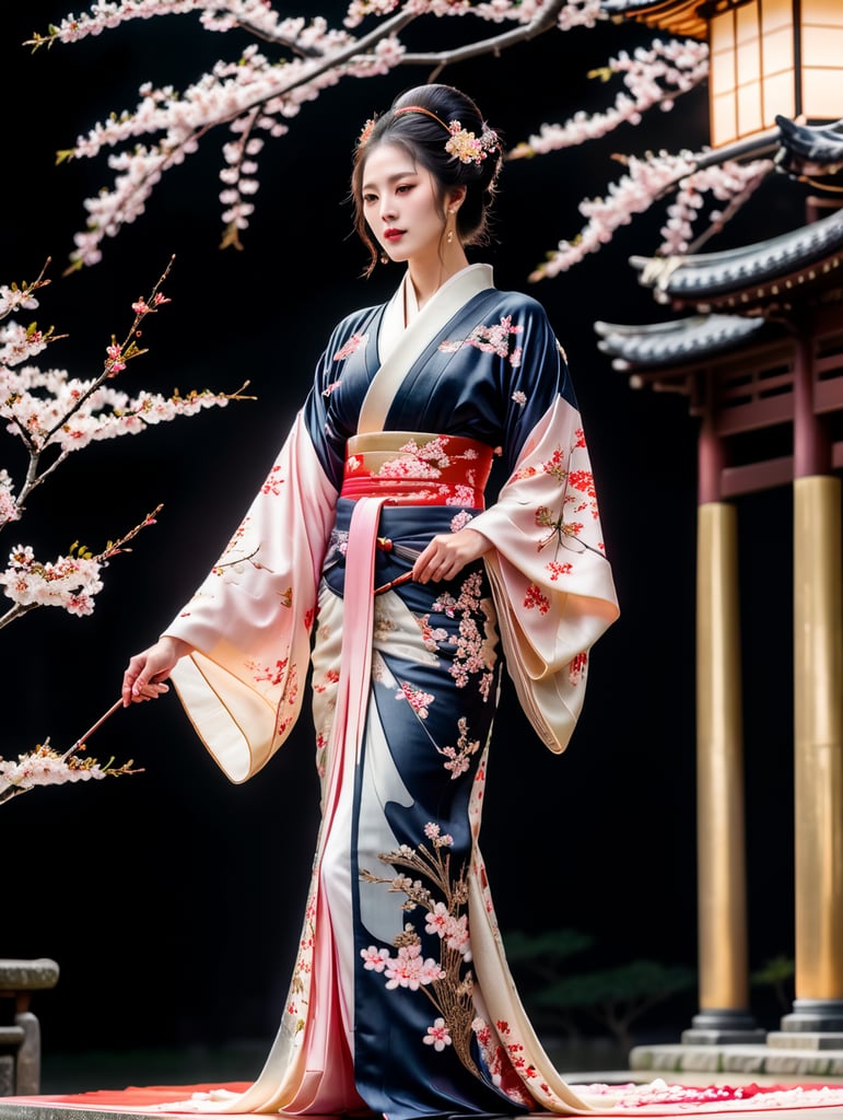 Premium Free ai Images | geisha in transparent kimono with cherry ...