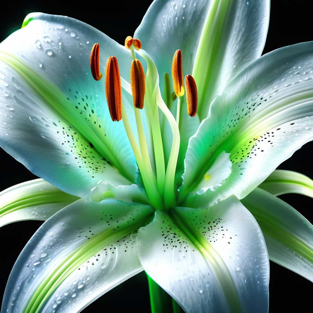 Premium Free ai Images | bioluminescent white flower lily hyper ...