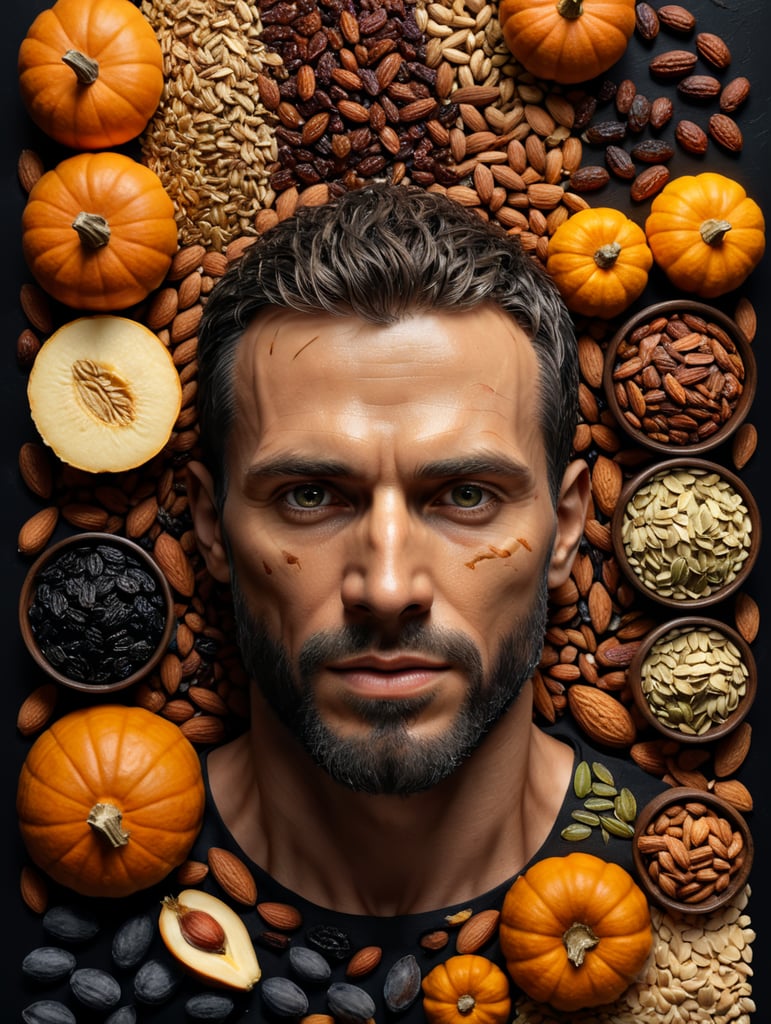 Premium Free ai Images | anatomy of male made of ingredients nuts ...