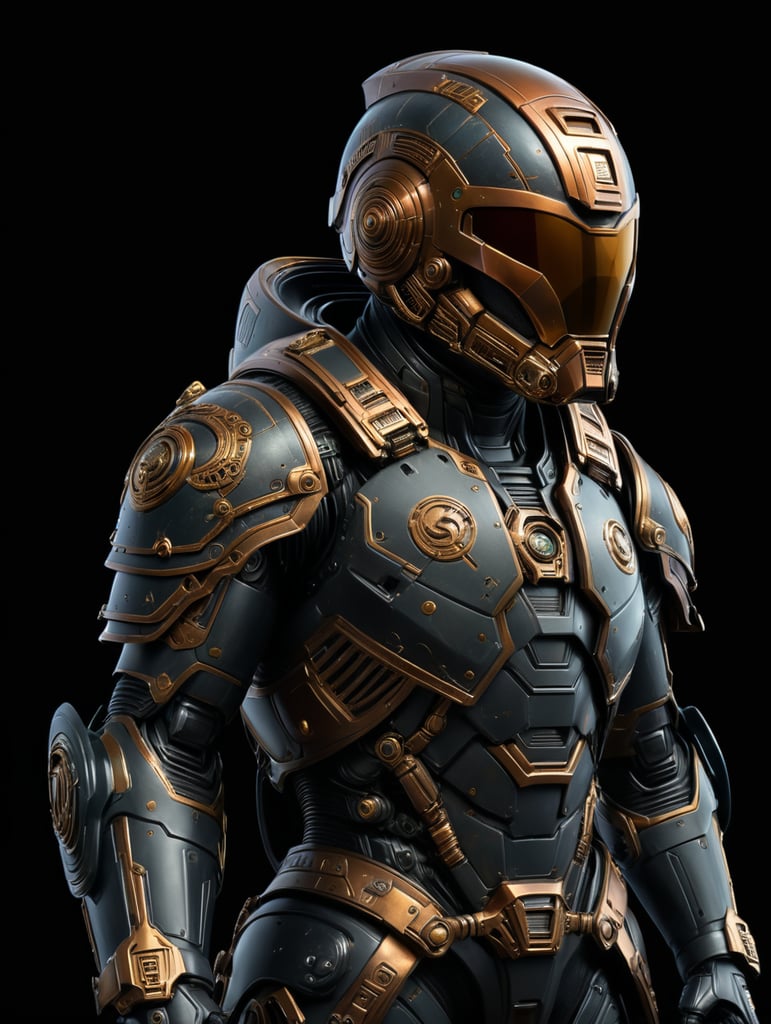 Premium Free ai Images | cyber space man with bronze color dark helmet ...