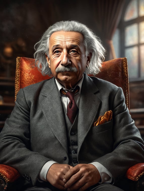 Premium Free ai Images | sitting full centered portrait of albert ...