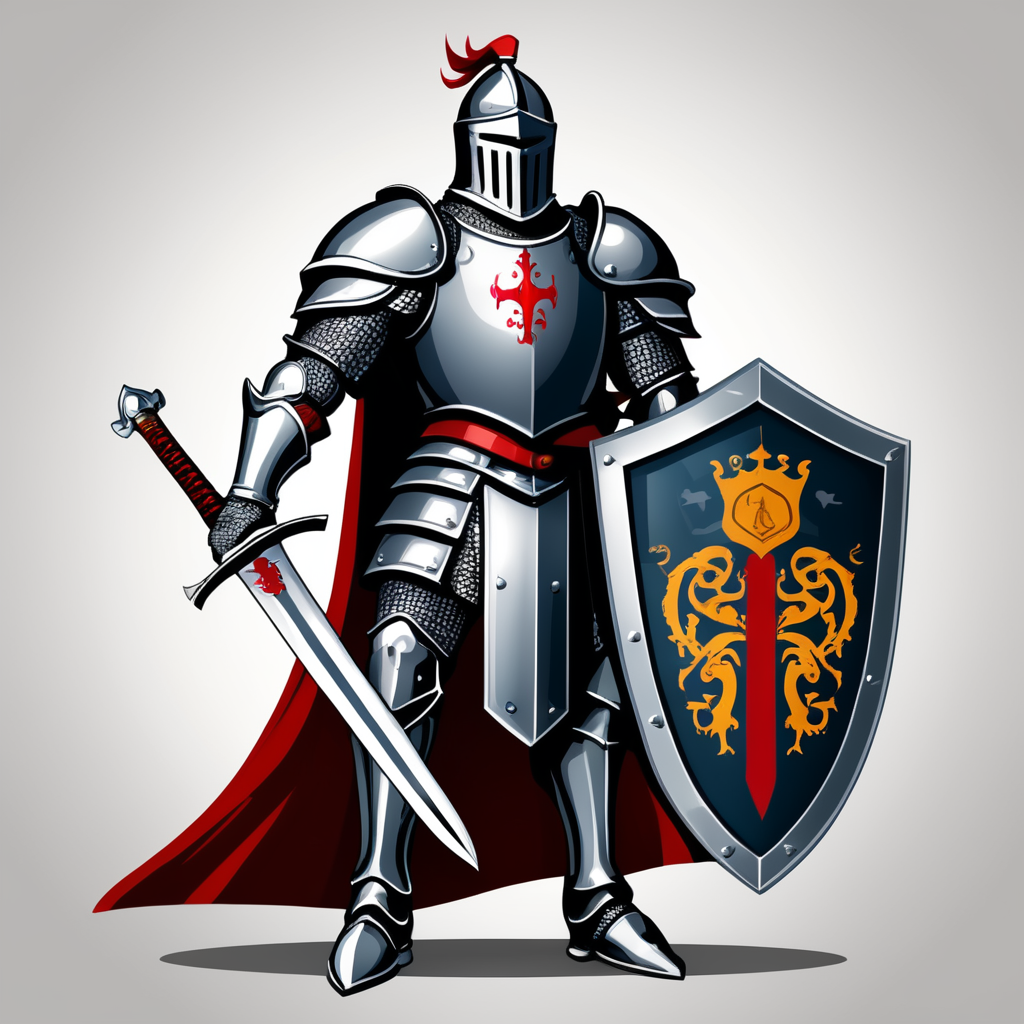 Premium Free ai Images | arafed knight with sword and shield logo ...