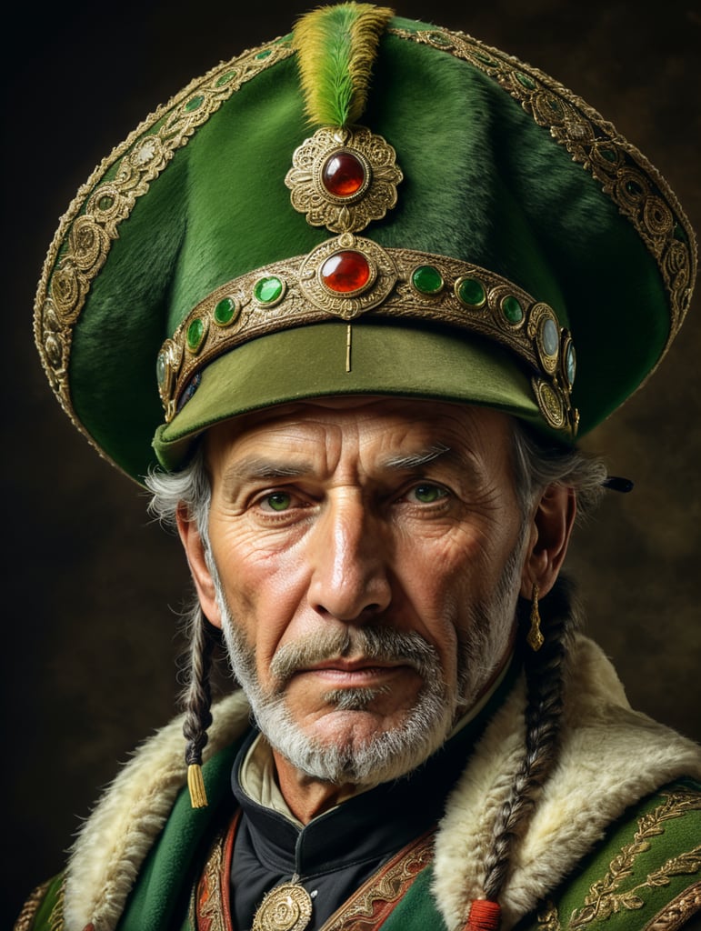 Premium Free ai Images | retro portrait an old austrian hunter wearing ...